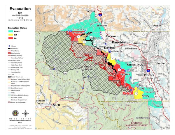 New Updates to Evacuation Map for the Elk Fire – Sheridan Media